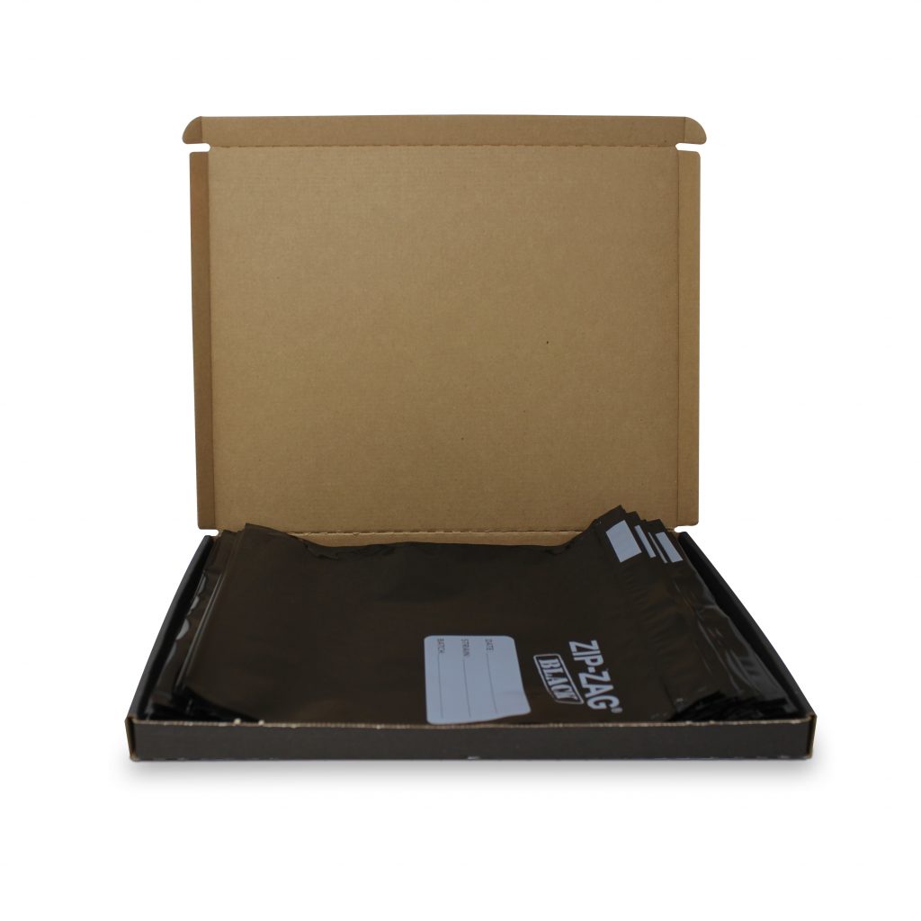 Zip Zag Bag Black Large 50 pack (1/2 lb) Smell Proof Reusable Bag